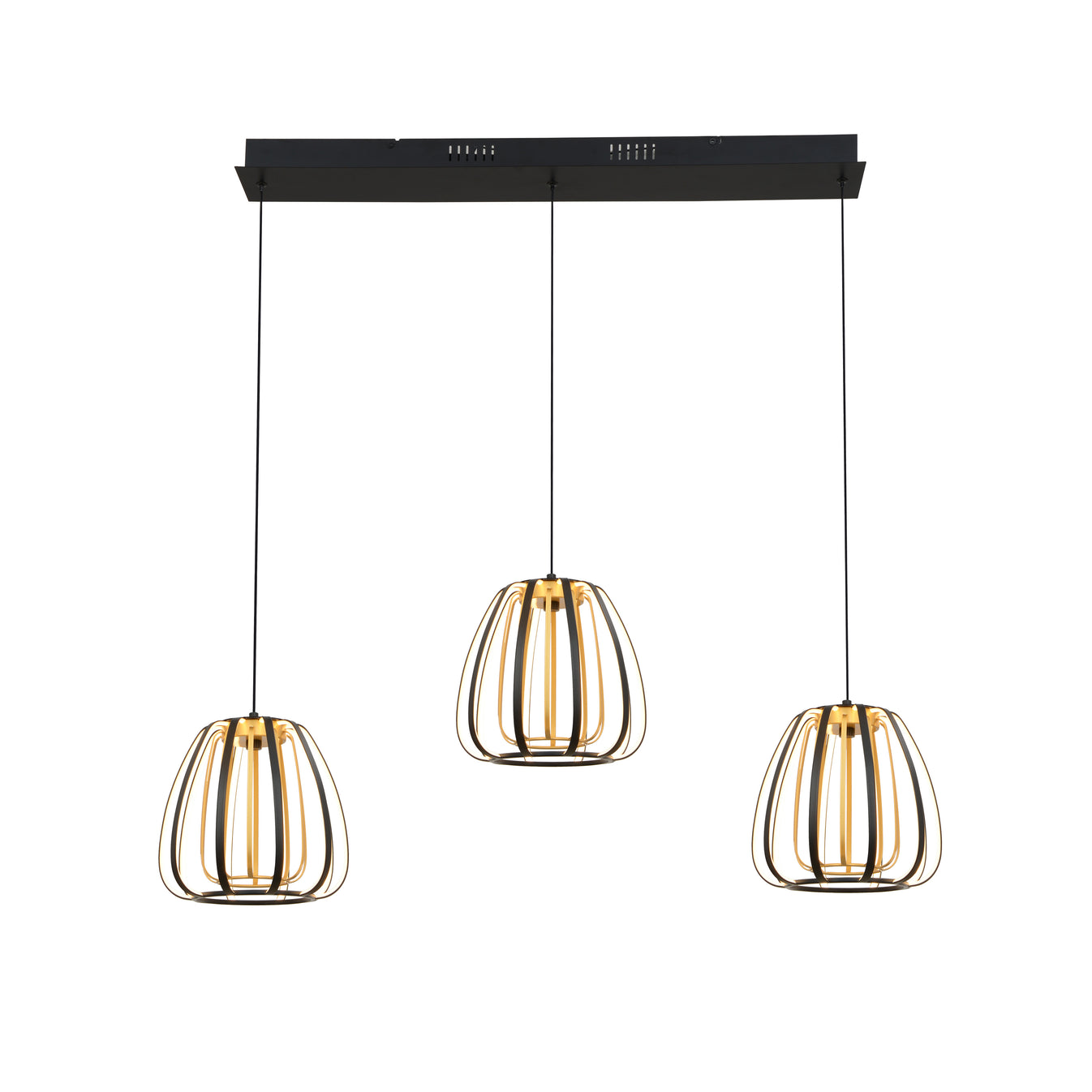 Ideal takpendel 3-lys rekke sort/gull – Lampemagasinet