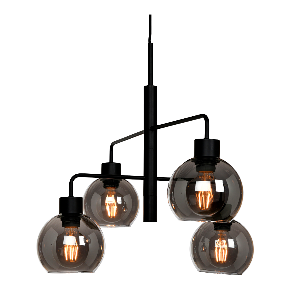 Marco taklampe pendel sort metall sotet glass 4xE27 | interiør lampe ...