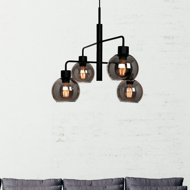 Marco taklampe pendel sort metall sotet glass 4xE27 | interiør lampe ...