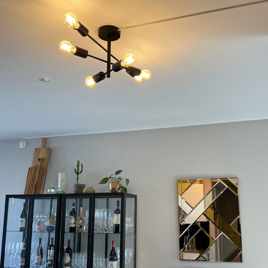 Cross taklampe moderne plafond sort metall 6xE27 | MS Belysning ...