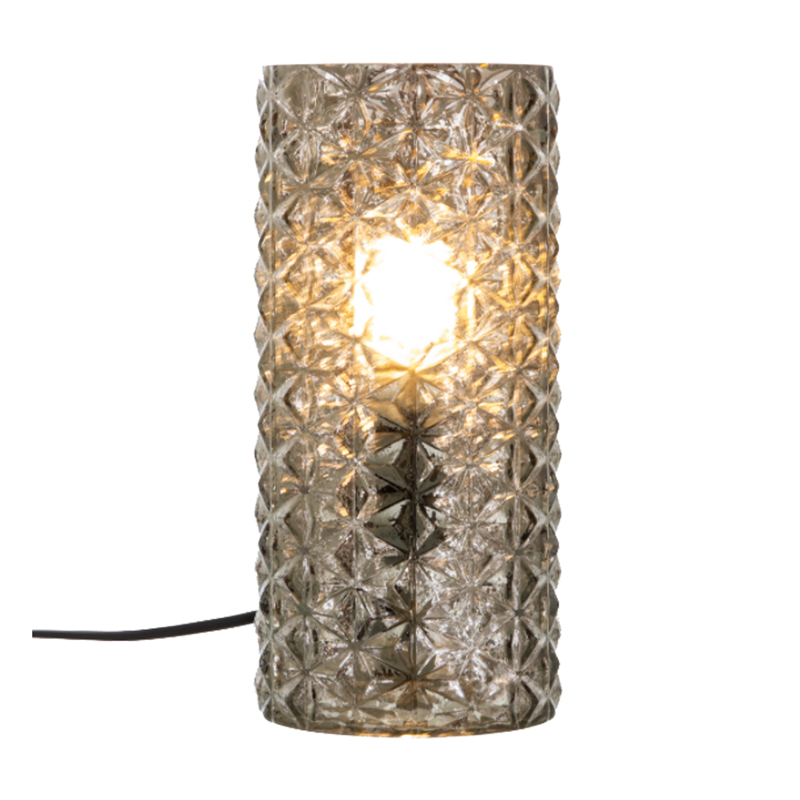 Fatima liten bordlampe sotet glass sølv effekt Ø12cm | ScanLamps ...