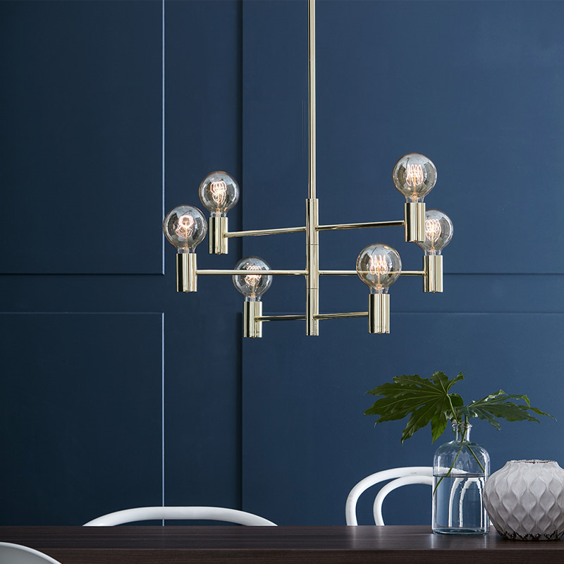 Capital taklampe pendel messing metall 6xE27 | interiør moderne lampe ...