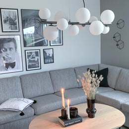 Molekyl 11-lys taklampe pendel rett tinn metall opale glass kupler G9 ...