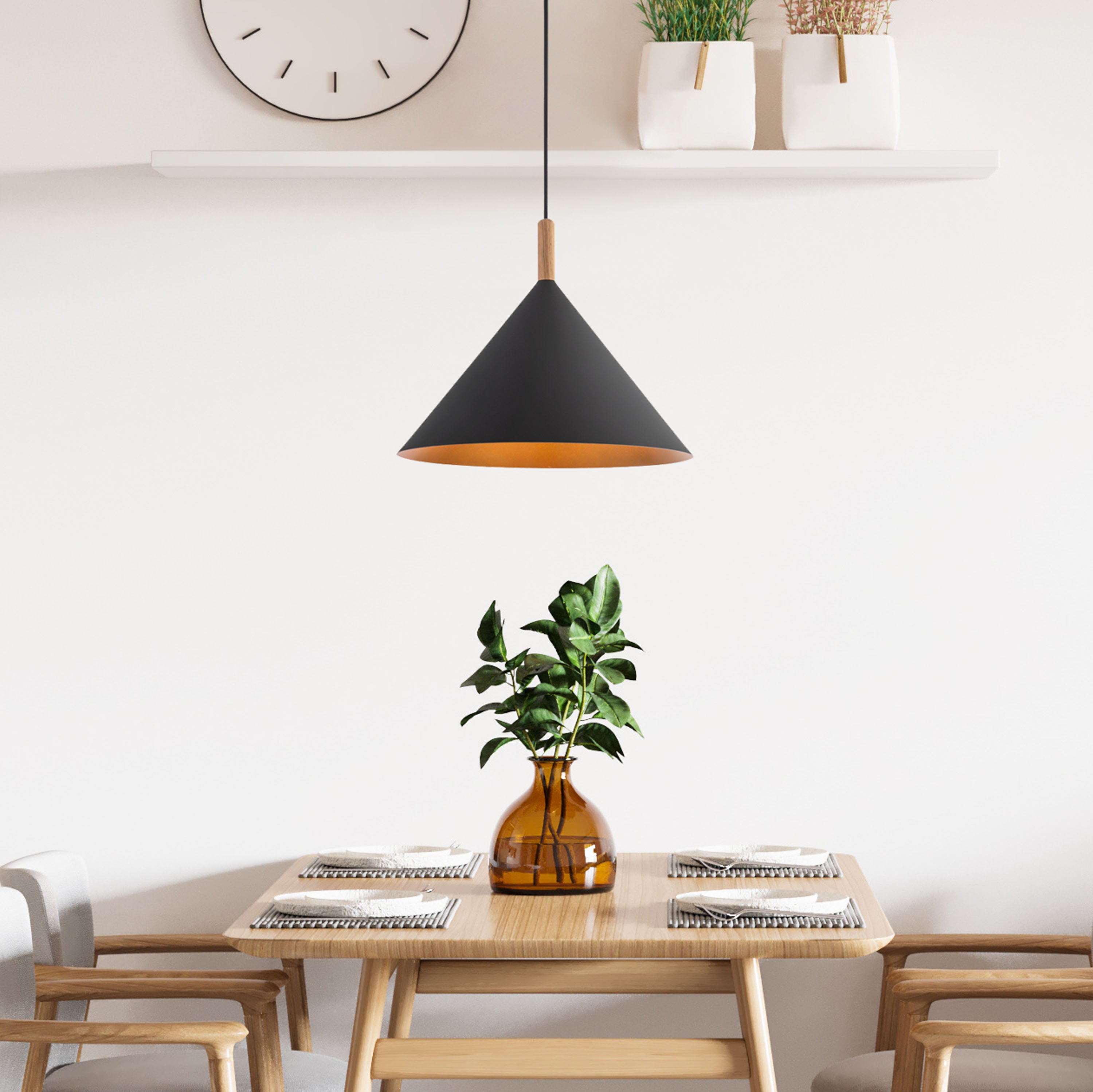 Nå Alle varer 1/2 pris! | Terese taklampe pendel sort/gull metall E27 ...