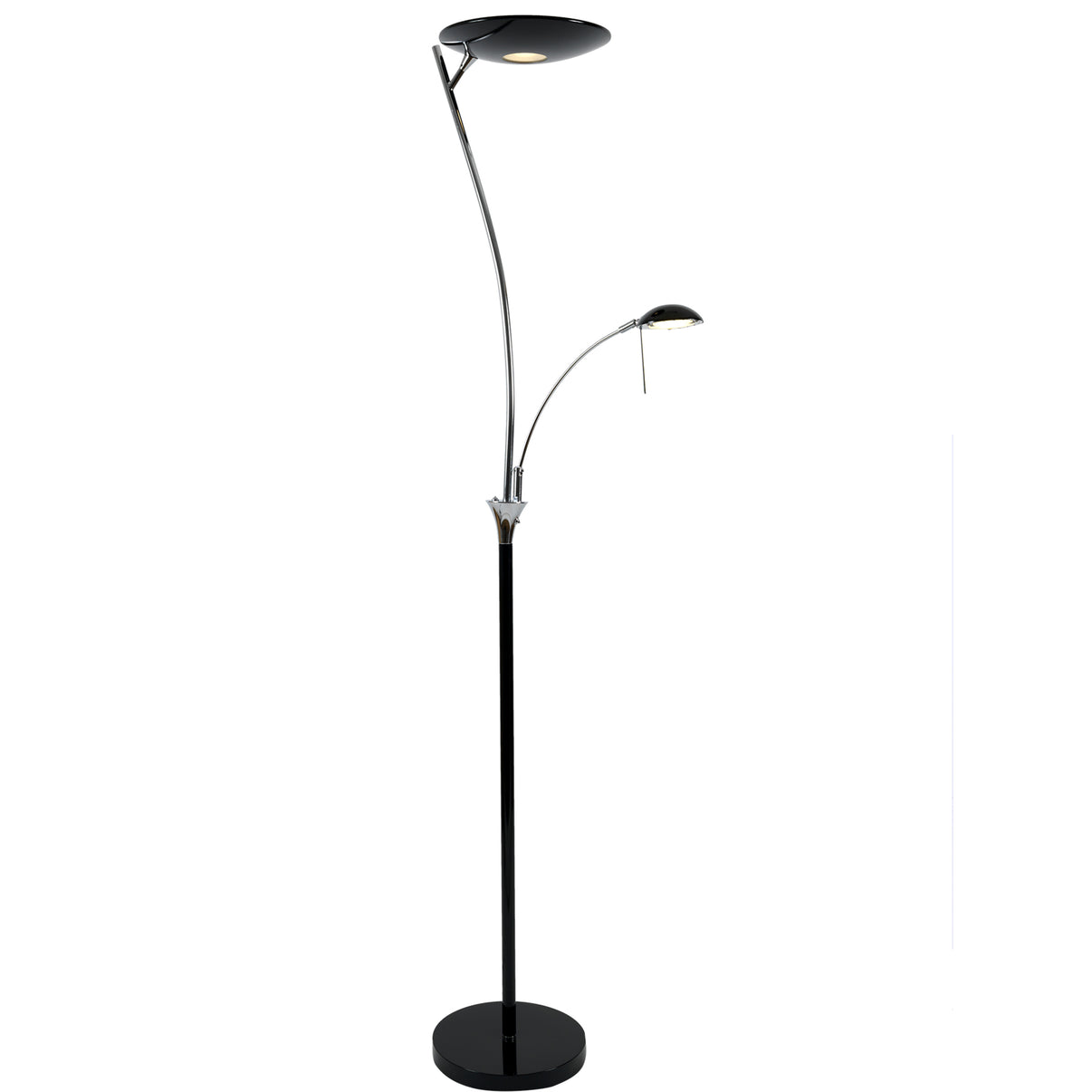 Nora LED gulvlampe uplight sort/stål – Lampemagasinet