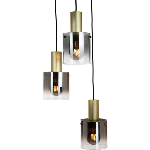 Roxy 3-lys pendel rund messing/sotet – Lampemagasinet